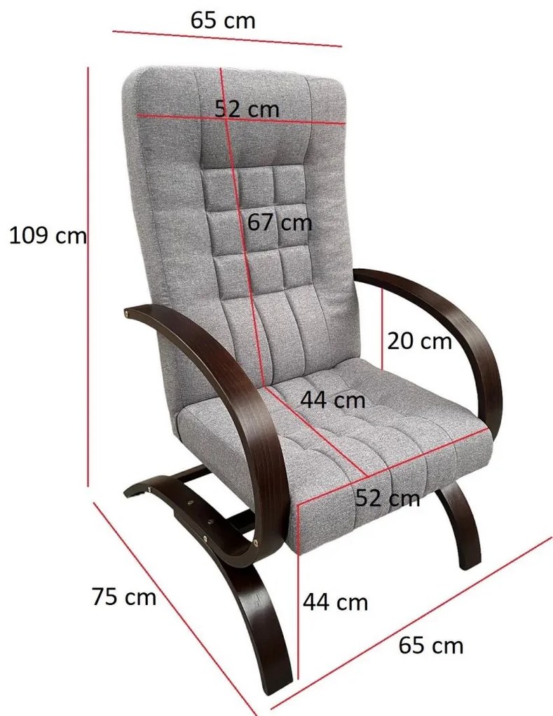 FALCO Křeslo Finela světle šedá/ořech