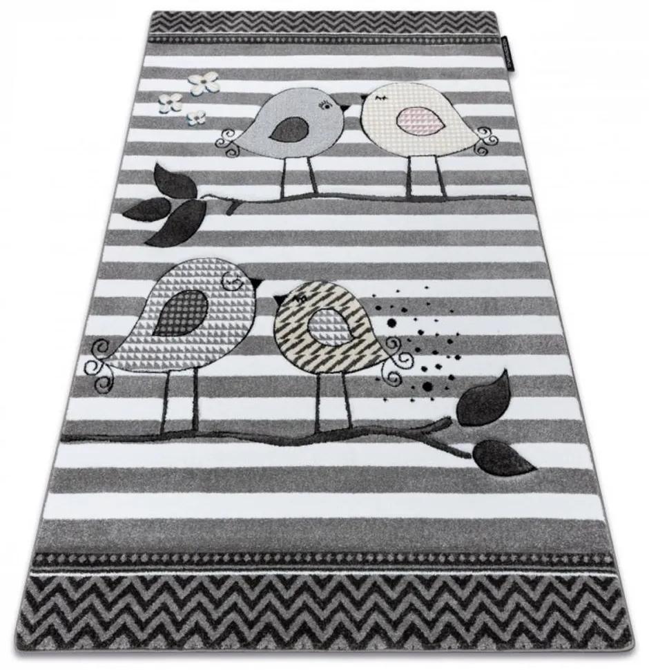 Dětský kusový koberec Ptáčci šedý 200x290cm