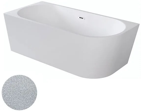 Besco Akrylátová volně stojící rohová vana Zoya Glam S 150x75 (170x80) bílá/stříbrná Rozměry (cm): 170x80, Typ a barva výpustě: Click-Clack s přepadem, zlatá, Orientace: Pravá