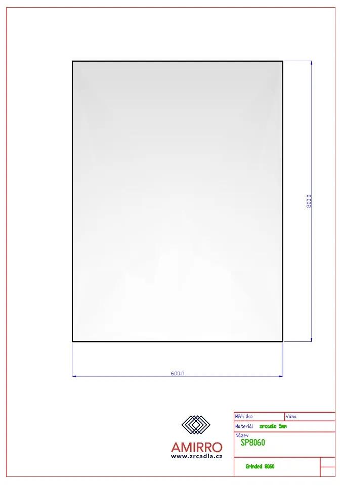 AMIRRO Zrcadlo na chodbu dveře zeď do koupelny pokoje ložnice předsíně nalepovací závěsné GRINDED - 80 x 60 cm o síle 5 mm s jemně broušenou hranou - bez závěsů SP8060
