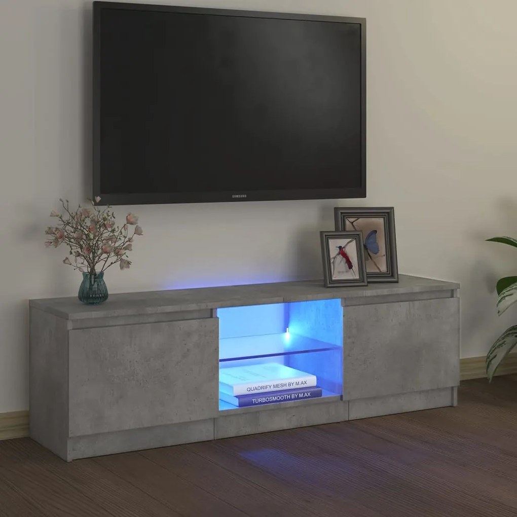 TV skříňka s LED osvětlením betonově šedá 120 x 30 x 36 cm