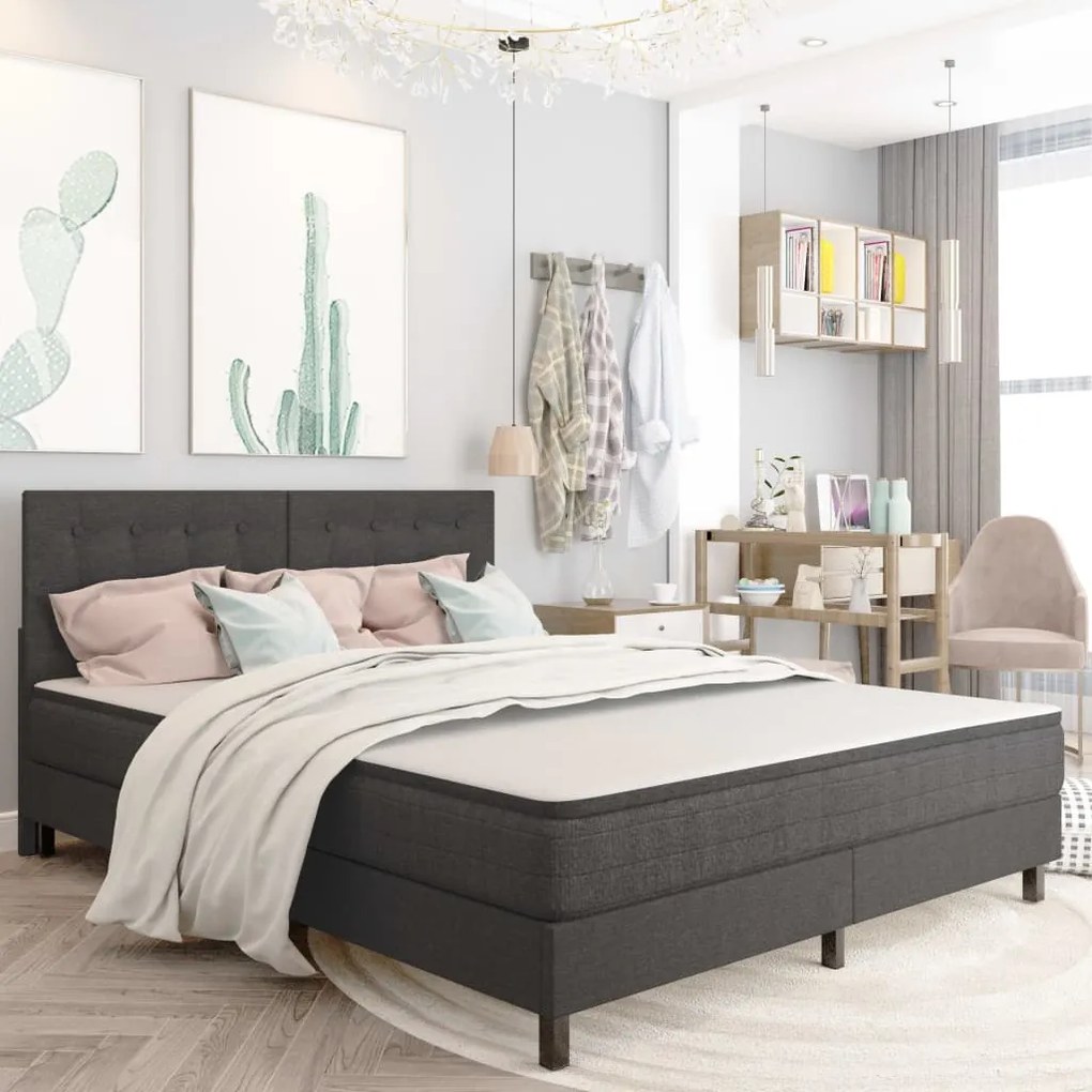 Postel boxspring tmavě šedá textil 180 x 200 cm 3054714