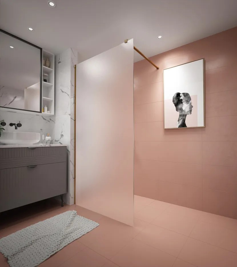 Erga Paris, sprchová zástěna Walk-In 150x200 cm, 8mm sklo námraza, zlatý matný profil, ERG-V02-PARIS-150x200-FR-GB
