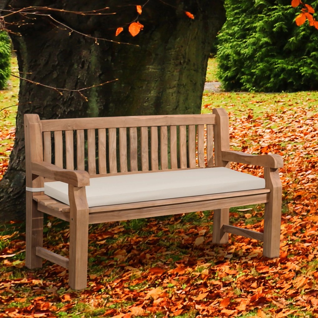 Teaková lavice Jackson s sedací polštář 150 cm + teak – krémová