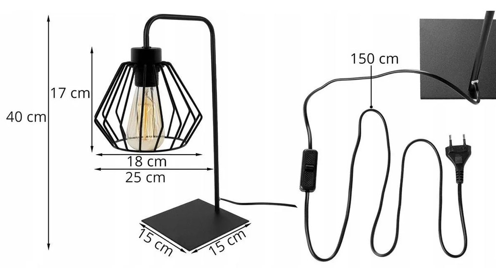 Stolní lampa NUVOLA, 1x černé drátěné stínítko