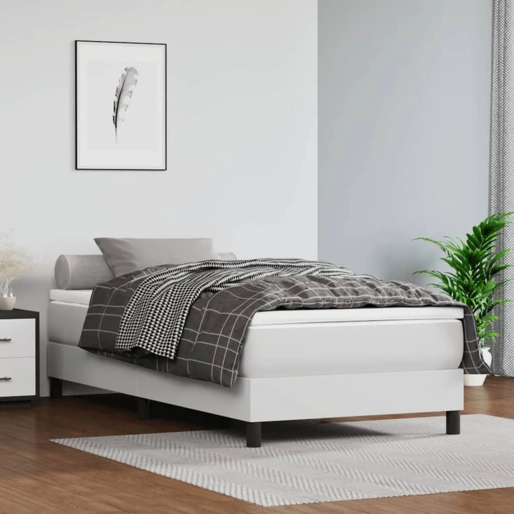 Box spring postel s matrací bílá 80 x 200 cm umělá kůže 3144226