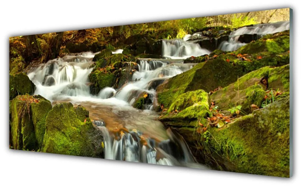 akrylový obraz Vodopád Skály Příroda 125x50 cm