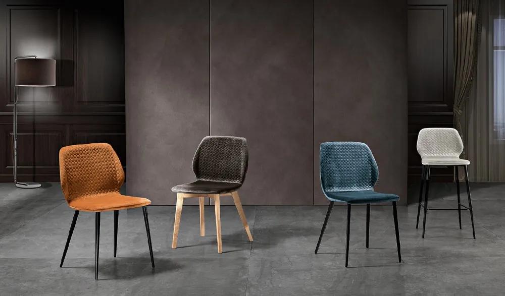 Max Home Luxusní židle Dandy vzorník tkaniny: Bronx oranžová, nohy: dřevěné termojasan