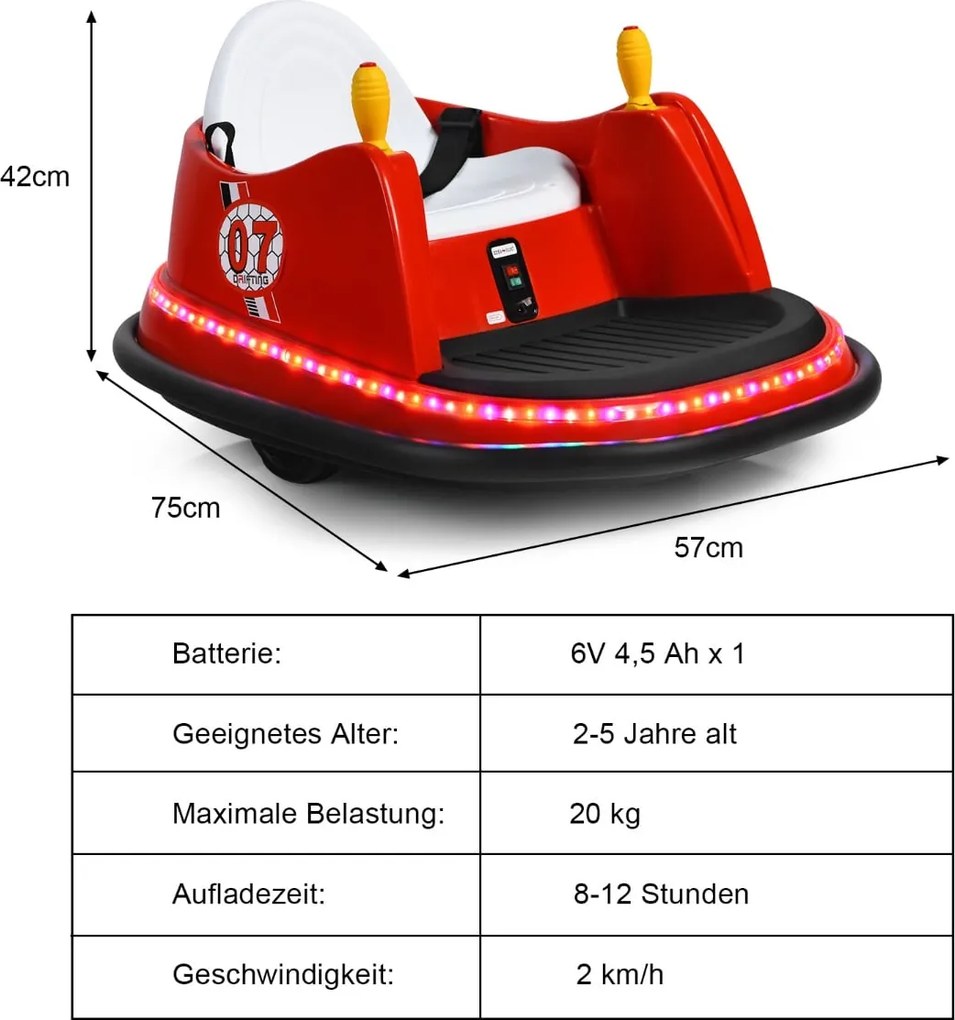 Costway Dětské nárazníkové auto 6V elektrické nárazníkové auto