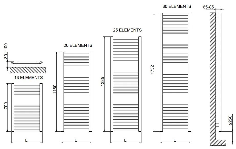 Cordivari Lisa 22 electric s ECO termostatem - radiátor 1732x500 mm, bílá 3581646100057