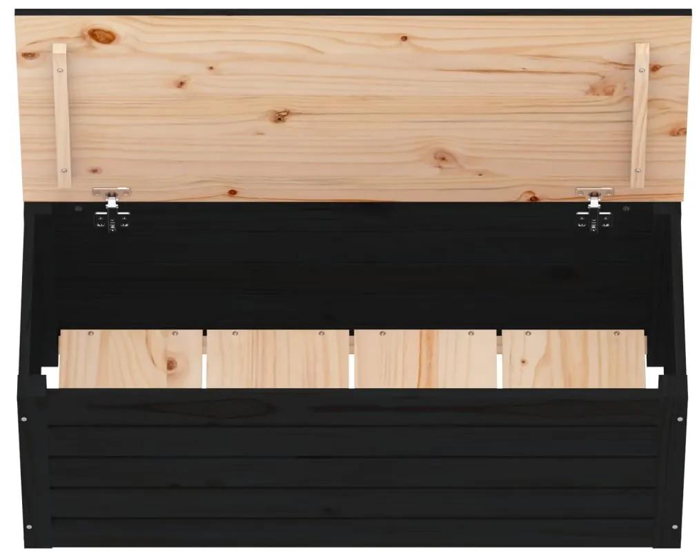 Úložný box černý 89x36,5x33 cm masivní borové dřevo - Default Title