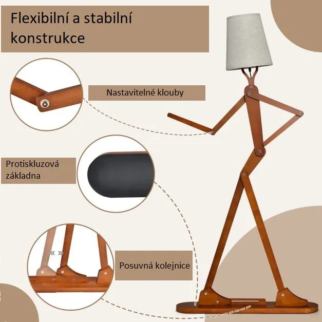 Stojací lampa dřevěný panák, 160 cm EU10099DE
