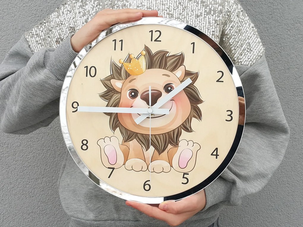 Dětské nástěnné hodiny Mirro Lev 30 cm vícebarevné
