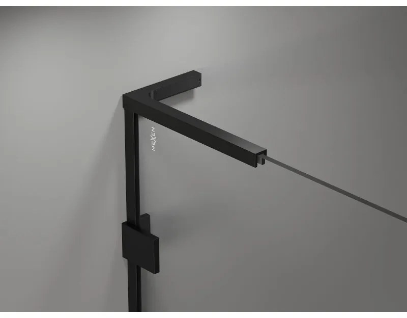 Mexen Lunar L sprchová stěna levá 70 x 200 cm, 8mm čiré sklo, černá matná, 830L-070-000-70-00-L