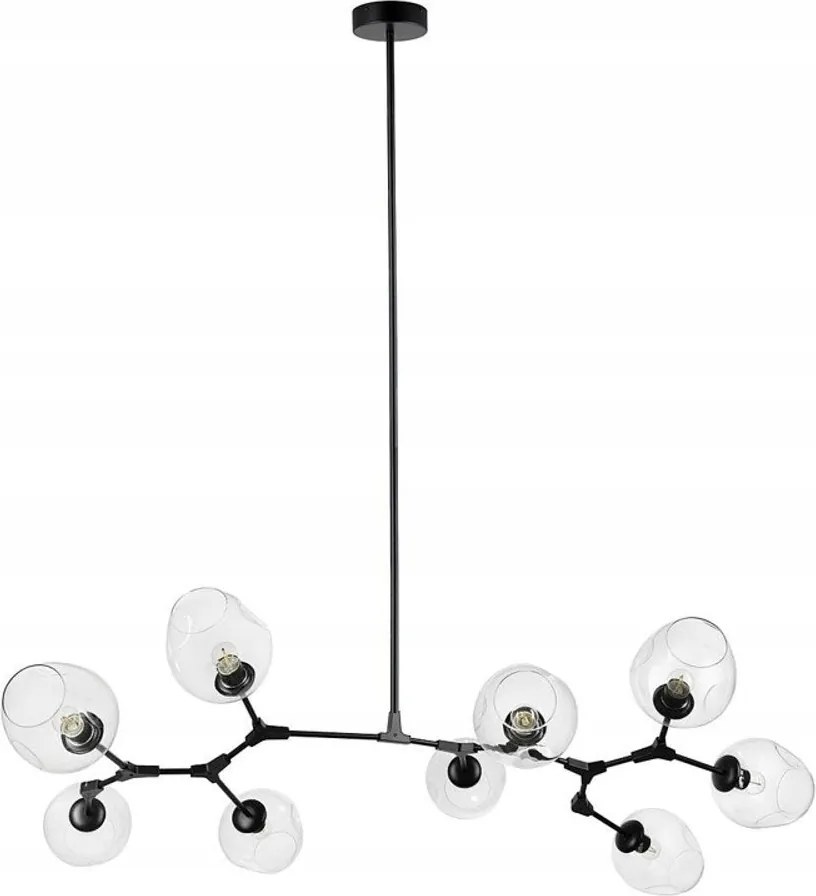 Závěsná lampa Modern ORCHID-9, transparentní, černá, 150 cm