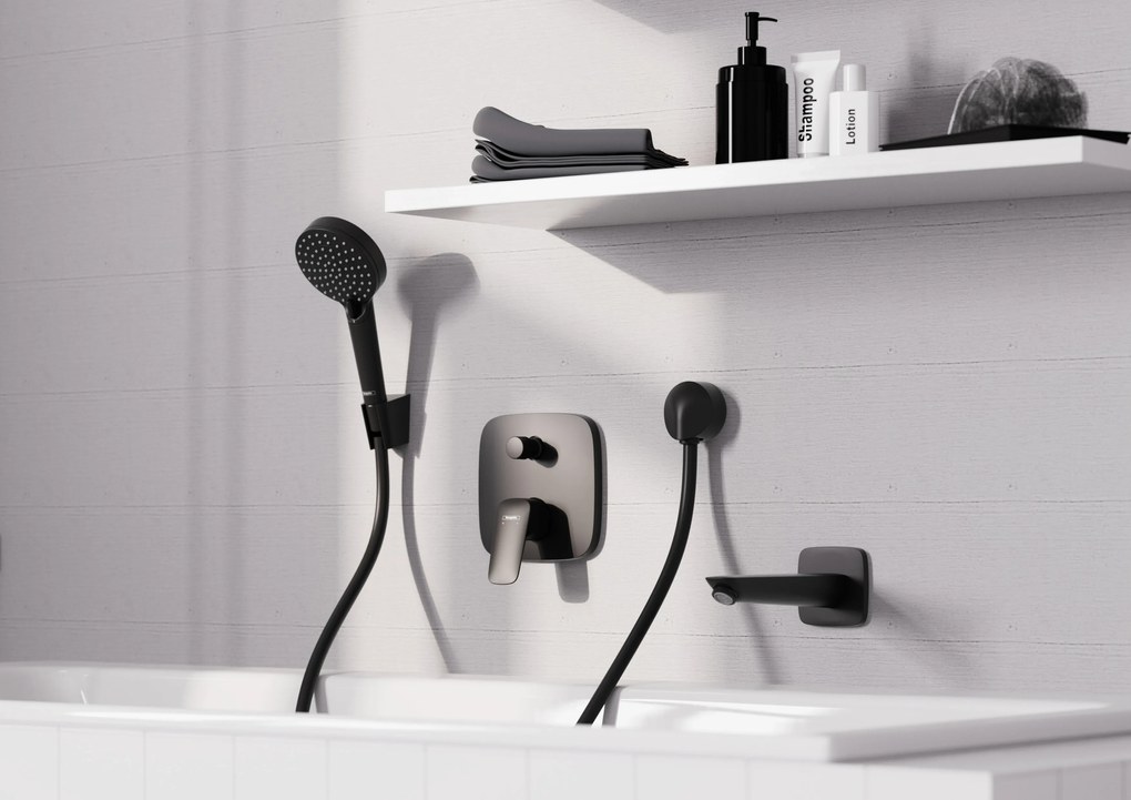 Hansgrohe Logis, vanový výtok 195 mm, černá matná, HAN-71410670
