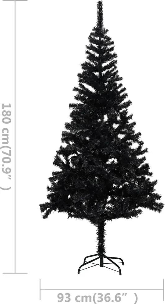 vidaXL Umělý vánoční stromek s LED a sadou koulí 180 cm PVC [3077504] Barva: modrá a zlatá