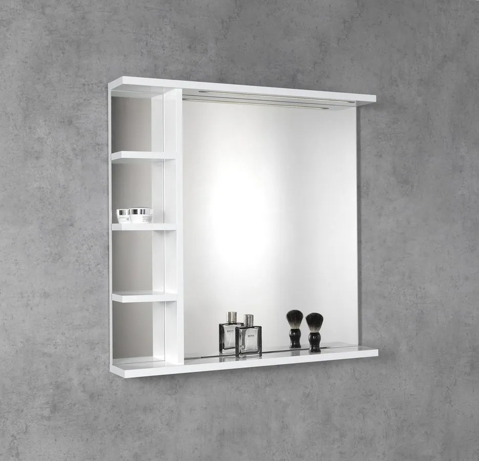 Aqualine Aqualine, KORIN STRIP zrcadlo s LED osvětlením a poličkami 80x70x12cm, KO350S