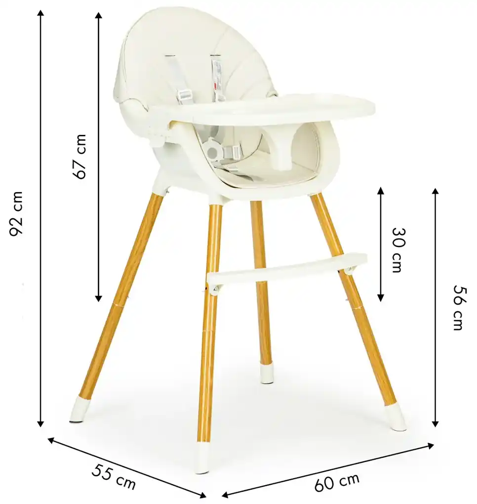Dětská jídelní židlička 2v1 Colby EcoToys béžová | BIANO