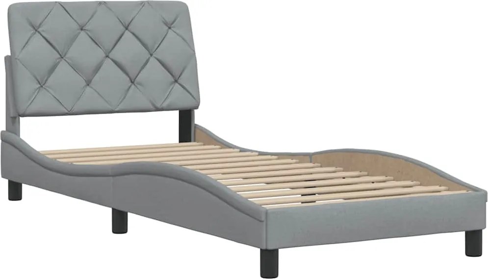 Rám postele bez matrace světle šedý 90 x 200 cm textil 3310573