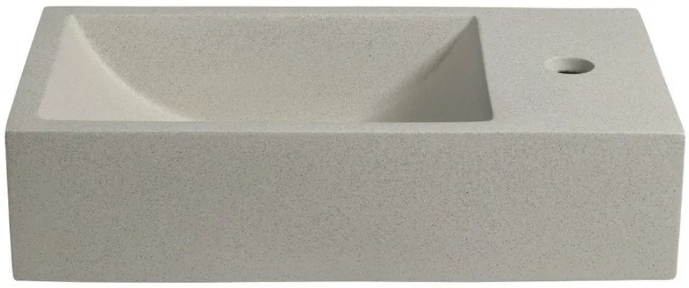Sapho CREST R betonové umývátko, nástěnné, včetně výpusti, 40x22cm, bílý pískovec AR413