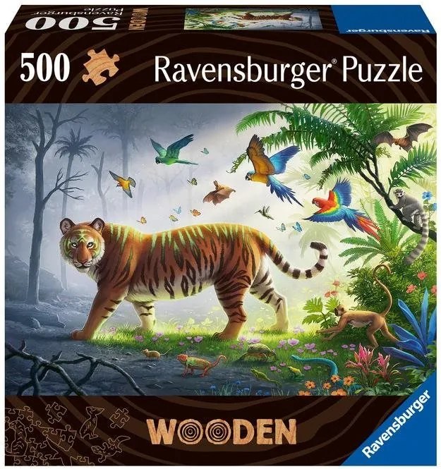 Puzzle ravensburger puzzle 175147 dřevěné puzzle tygr v džungli 500 dílků