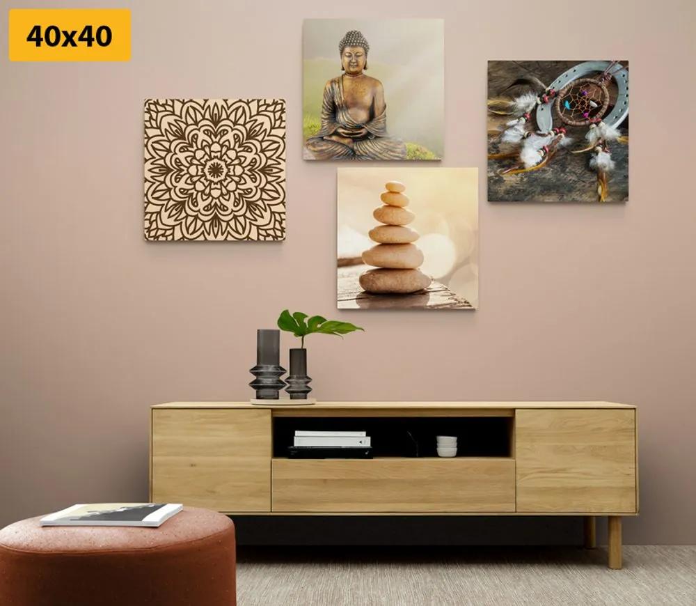 Set obrazů harmonický Buddha Varianta: 4x 60x60