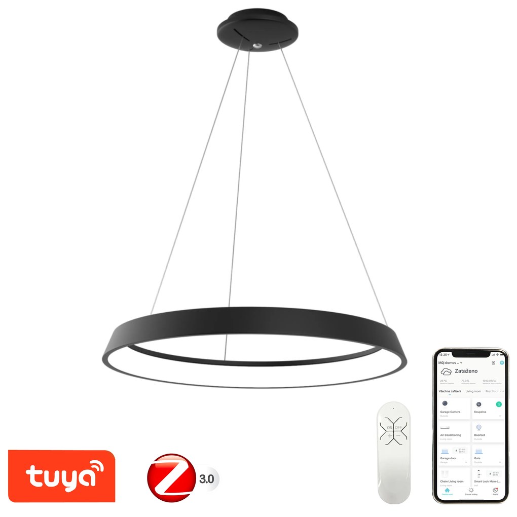 Immax NEO LIMITADO Smart závěsné svítidlo 80cm 48W černé Zigbee 3.0