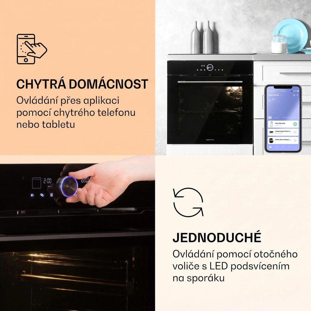Klarstein Illuminosa Smart, vestavná trouba, 2800 W, 11 funkcí, ovládání aplikací
