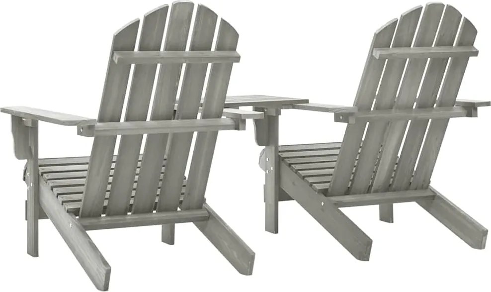 Zahradní židle Adirondack s čajovým stolkem masivní jedle šedé 310068