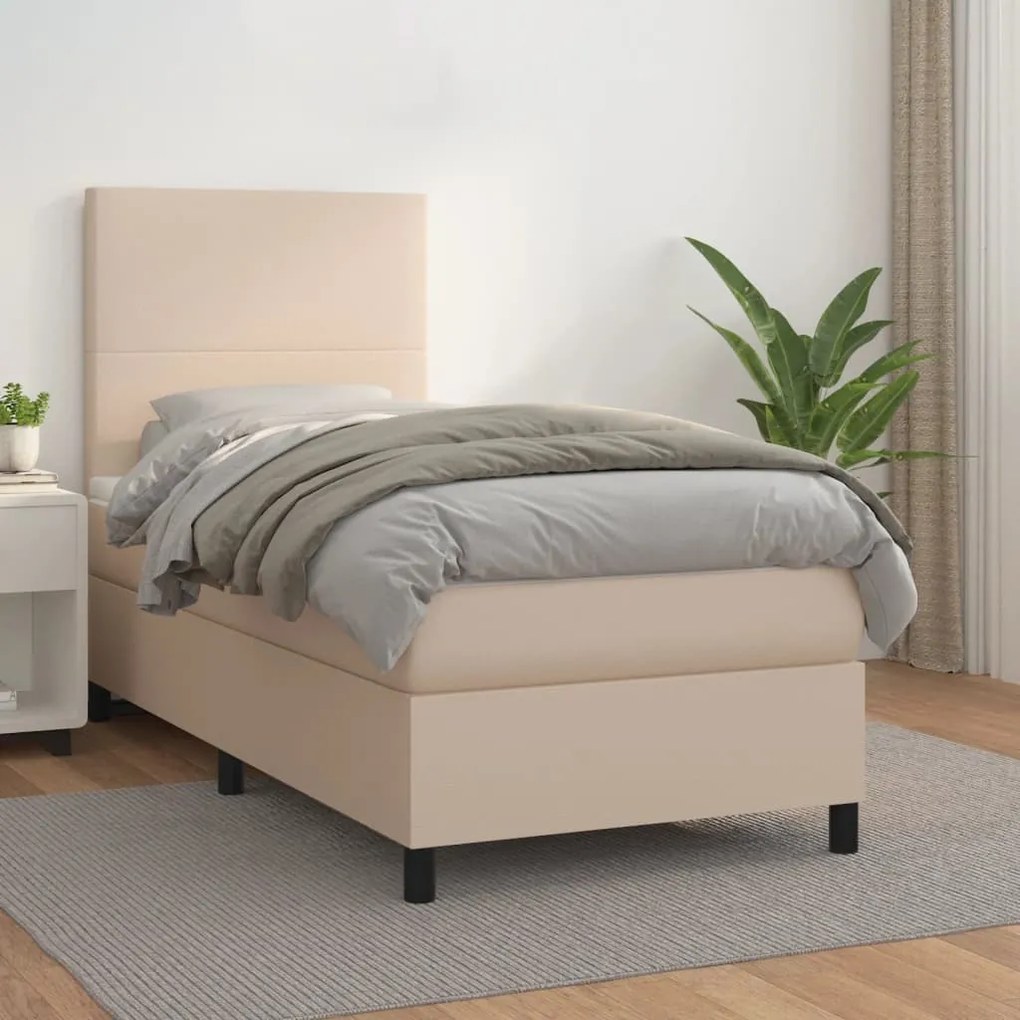 Box spring postel s matrací cappuccino 80 x 200 cm umělá kůže