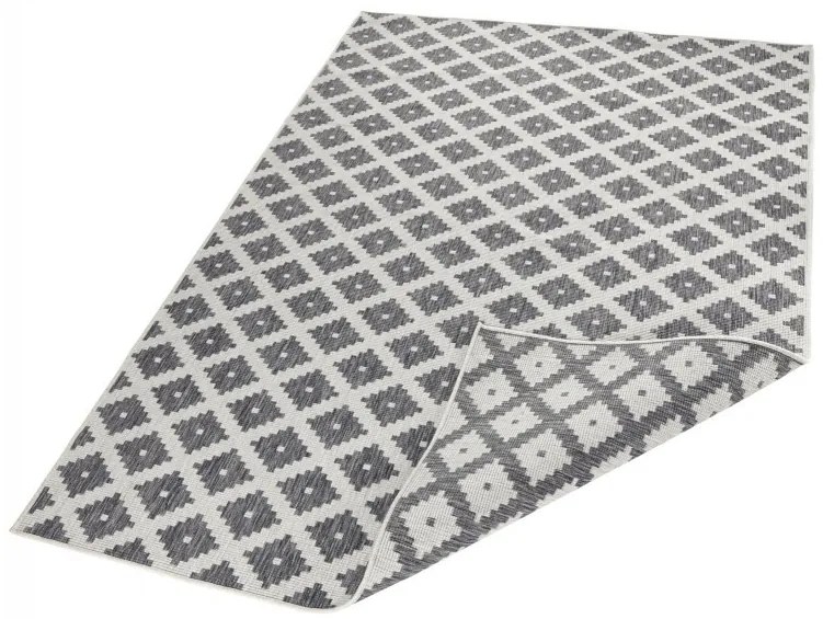 NORTHRUGS - Hanse Home koberce Kusový koberec Twin-Wendeteppiche 103126 grau creme – na ven i na doma - 80x150 cm