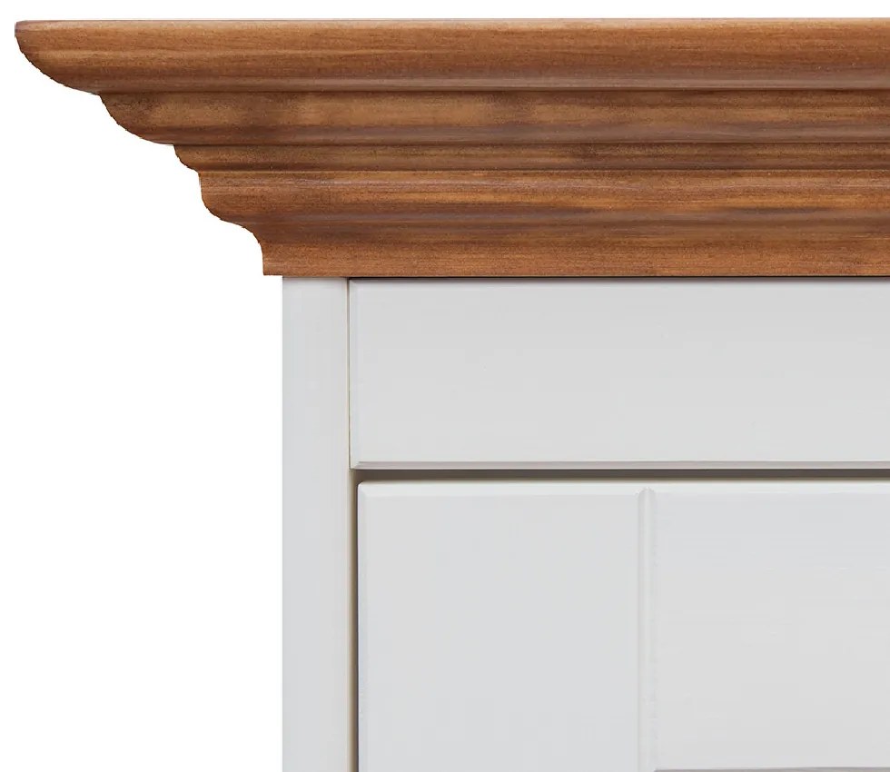Massive home | Belluno Elegante bílá komoda 4D2S z masivu s dubovou deskou