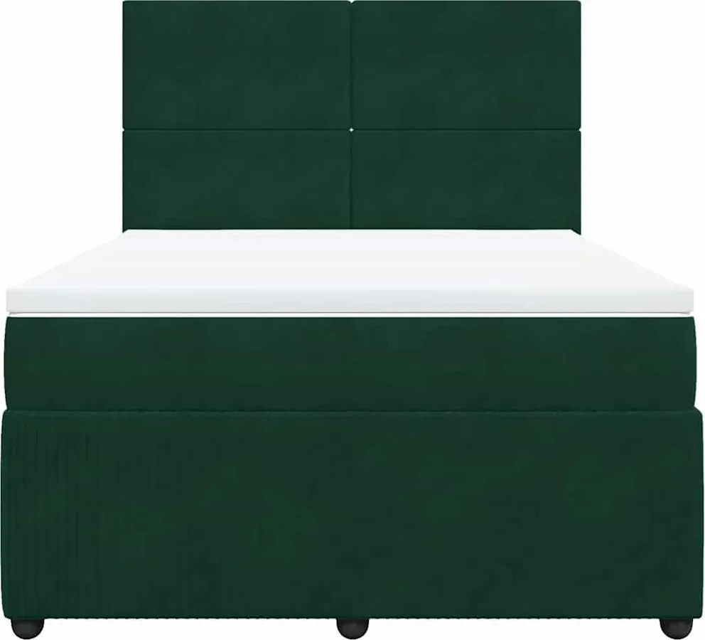Box spring postel s matrací tmavě zelená 140x190 cm samet 3294631