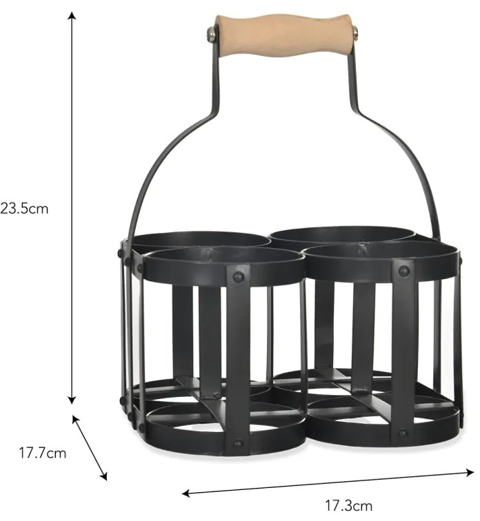 Nosič na sklenice s dřevěným madlem Garden Trading