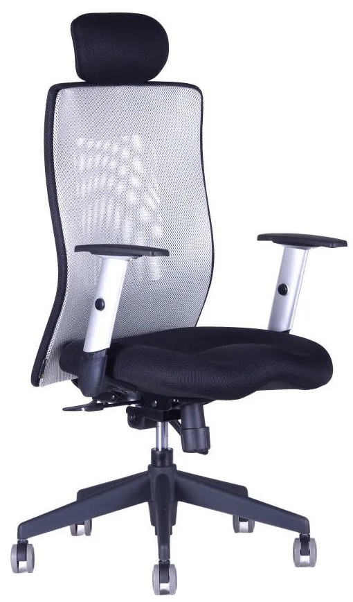Office Pro Kancelářská židle na kolečkách Office Pro CALYPSO XL SP4 – s područkami a podhlavníkem Světle šedá 12A11