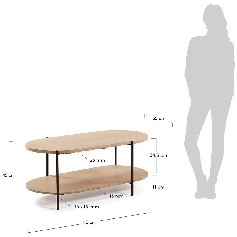 Dřevěný konferenční stolek Kave Home Palmia 110 x 55 cm