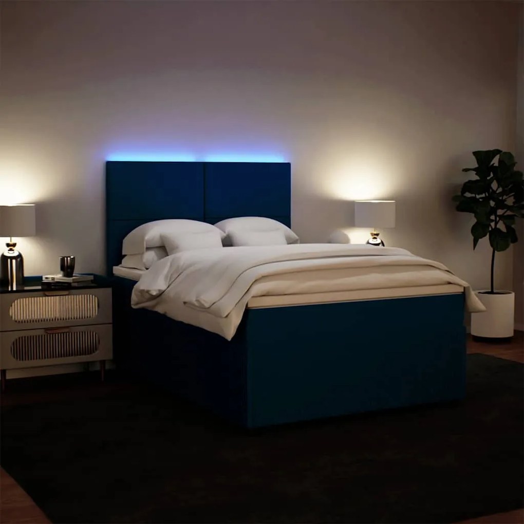 Box spring postel s matrací modrá 140 x 190 cm samet 3294632