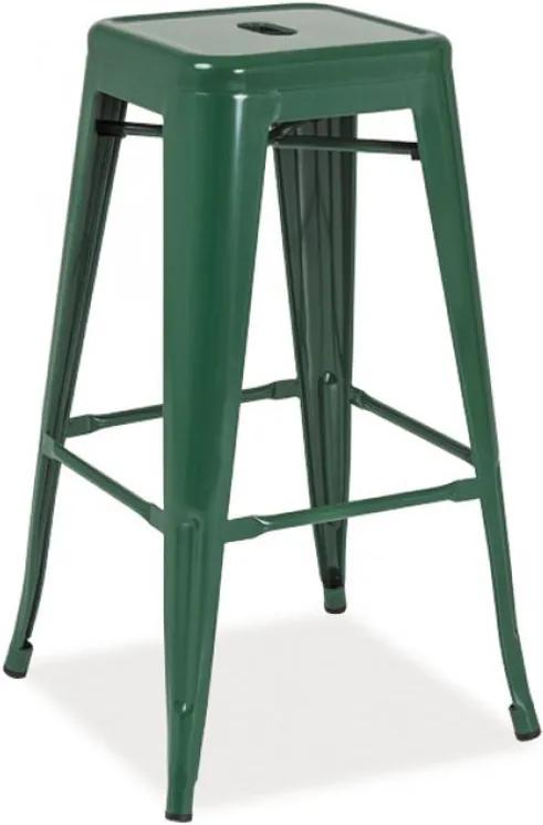 Signal Barová kovová židle LONG tmavě zelená