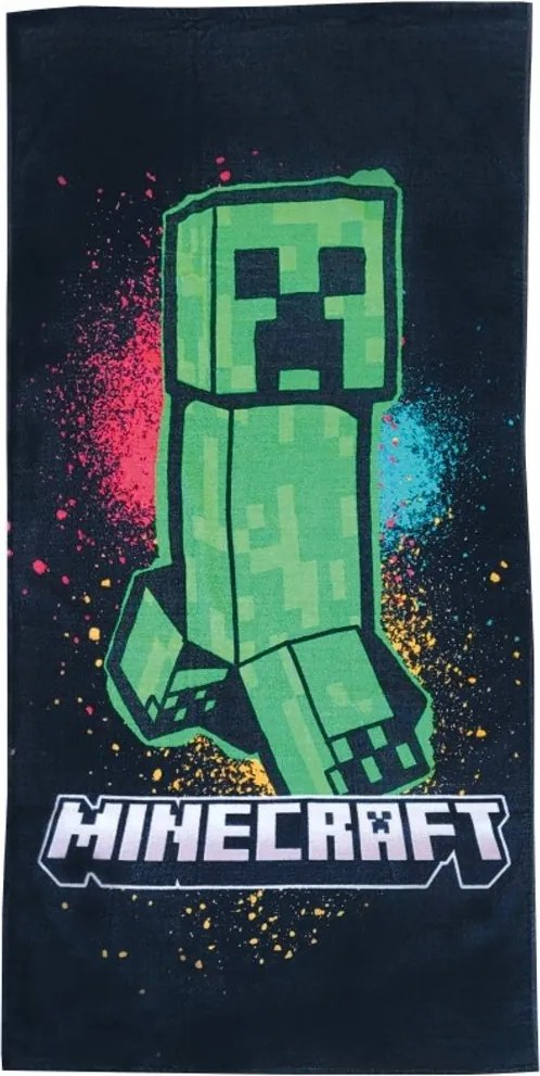 Bavlněná plážová osuška Minecraft - motiv Creeper Graffiti - 100% bavlna - 70 x 140 cm