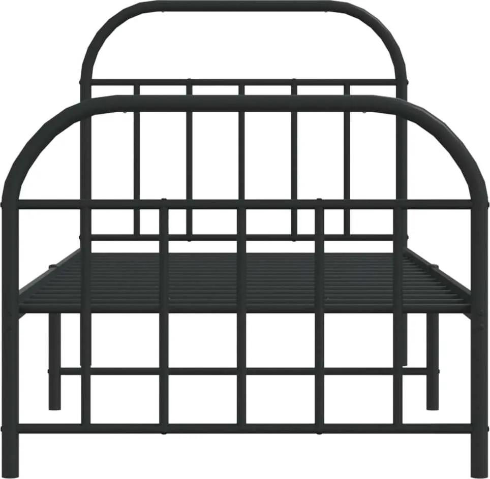 vidaXL Kovový rám postele s hlavovým a nožním čelem 90 x 190 cm [353645] Barva: Černá