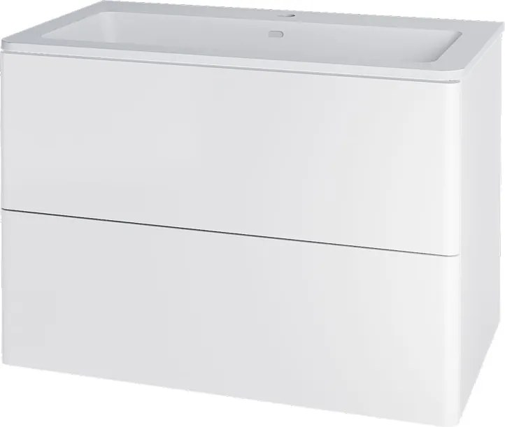 Mereo, Mereo Siena, koupelnová skříňka s umyvadlem z litého mramoru 81 cm, bílá lesk, MER-CN411M