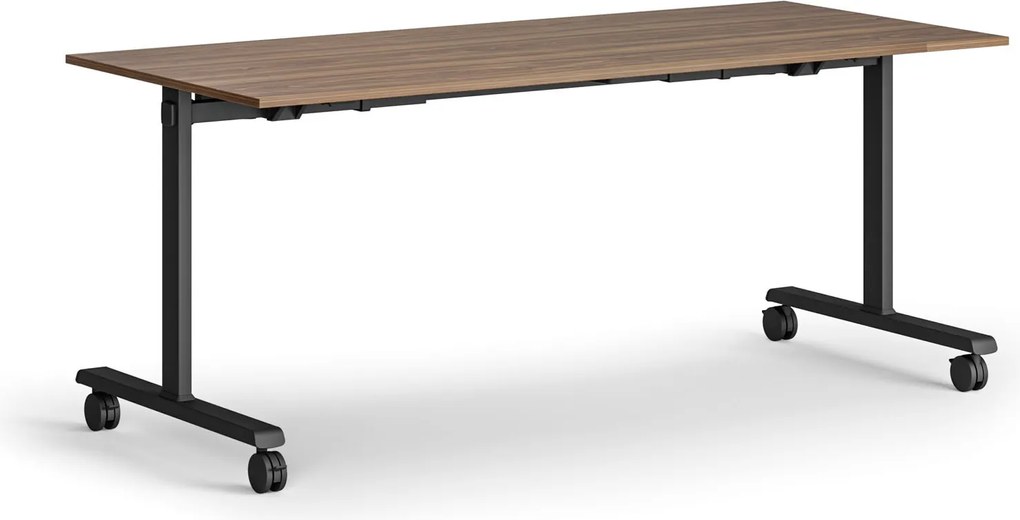 Mobilní stůl MATCH, 180x80 cm, černá podnož, ořech