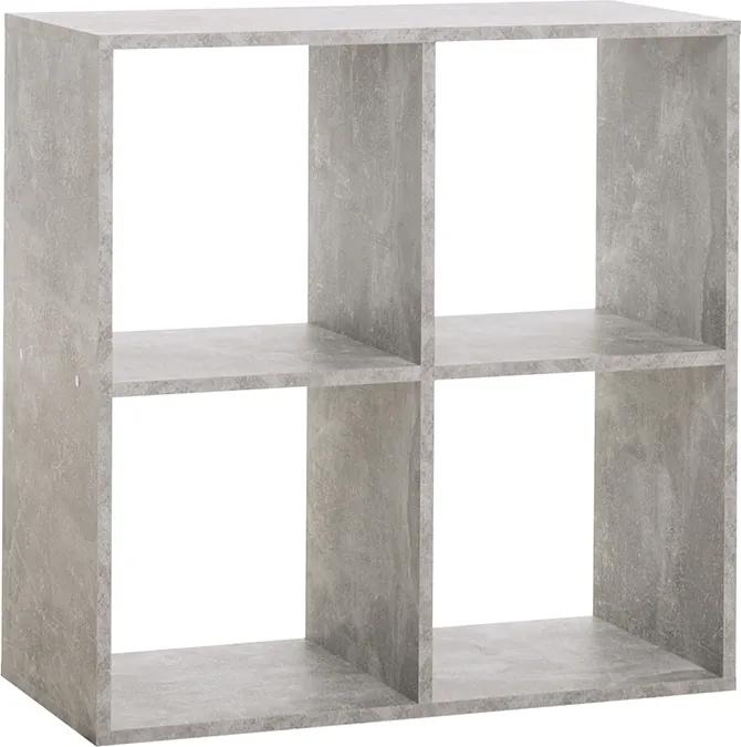 Čtvercový policový regál 71 cm v šedé betonové barvě DO060
