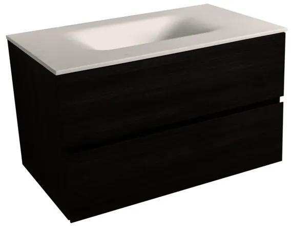 Koupelnová skříňka s umyvadlem bílá mat Naturel Verona 86x51,2x52,5 cm tmavé dřevo VERONA86BMTD