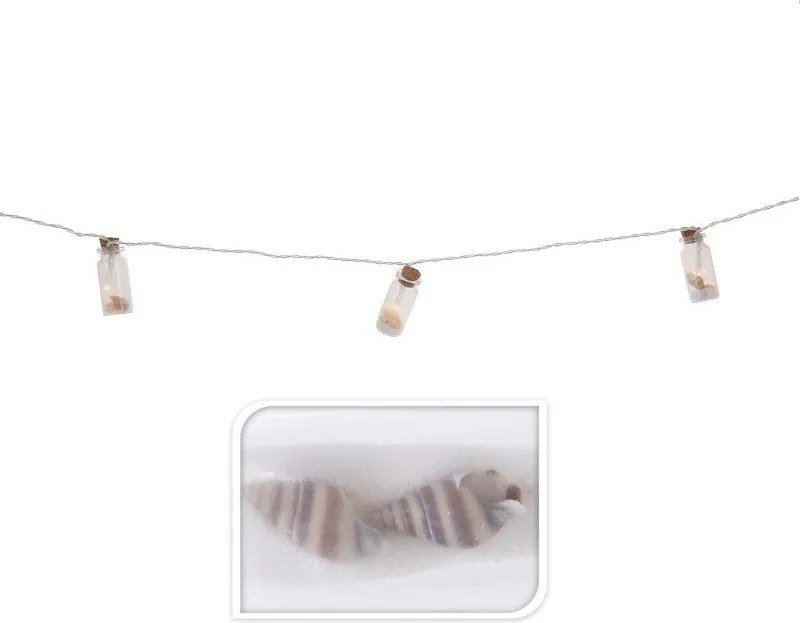 Mořská girlanda s LED – šedo-bílá 180 cm