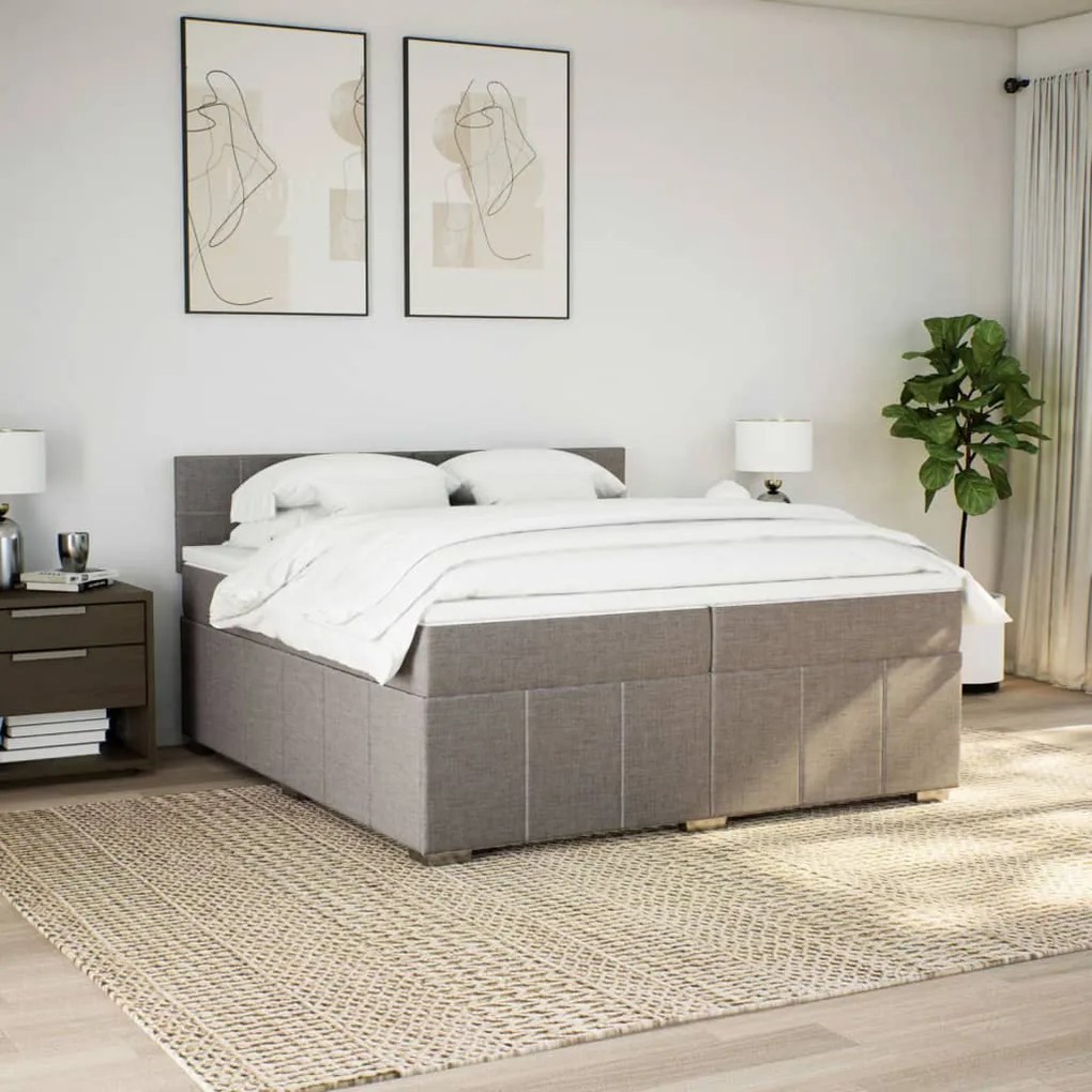 Box spring postel s matrací taupe 200x200 cm textil 3289479