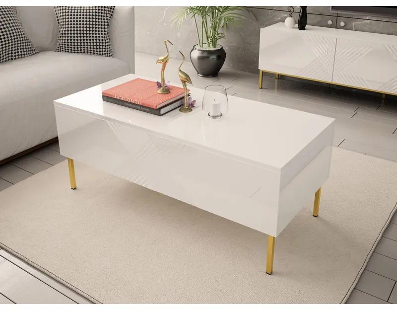 Konferenční stolek Madrielle 120, Barva dřeva: bílá/bílý lesk