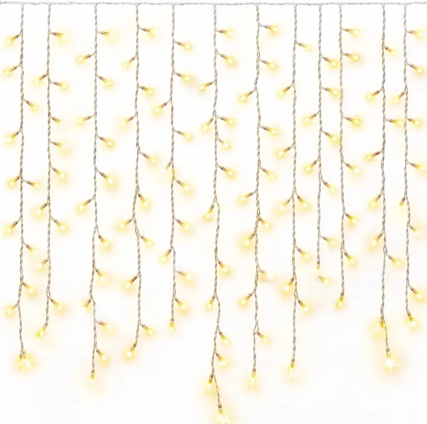 Easy Fix venkovní LED rampouchy, světelné krápníky, 300 × 90 cm, teple bílá s FLASH, 174 diod, bílý kabel, IP67, prodlužovací