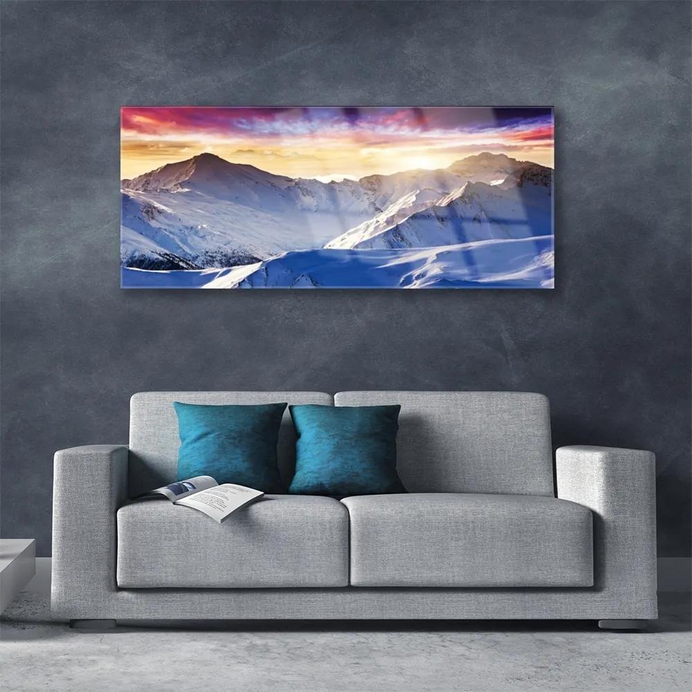 akrylový obraz Hory Sníh Krajina 125x50 cm